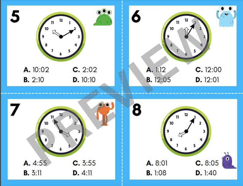 Telling Time Task Cards - Etsy