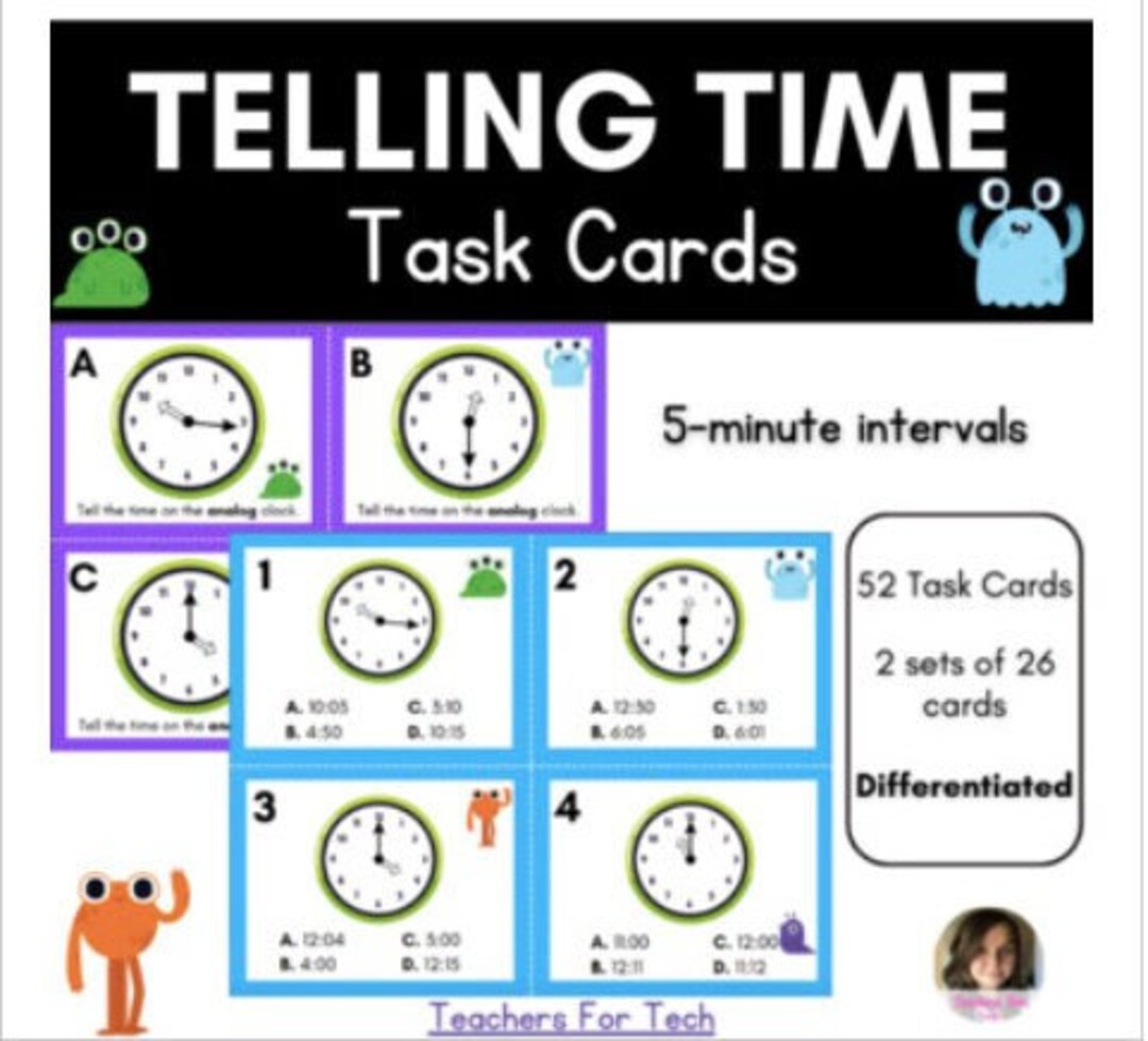 Telling Time Task Cards - Etsy