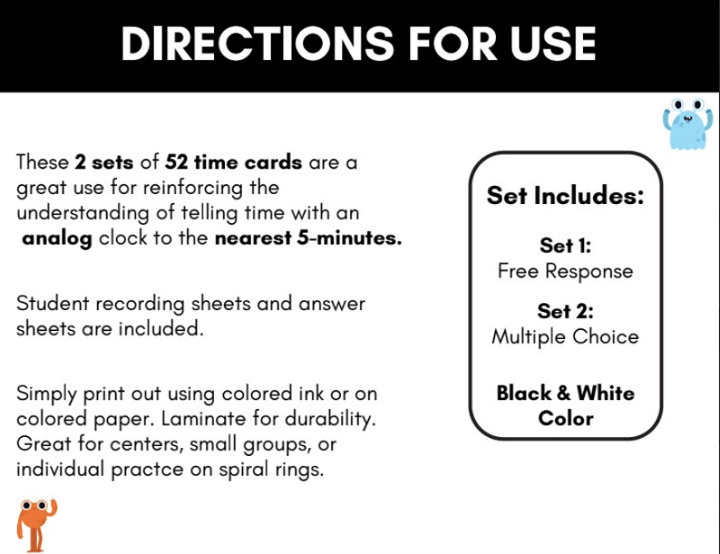 Telling Time Task Cards - Etsy