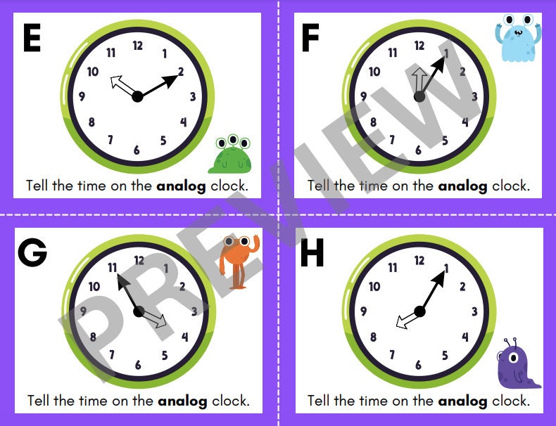 Telling Time Task Cards - Etsy
