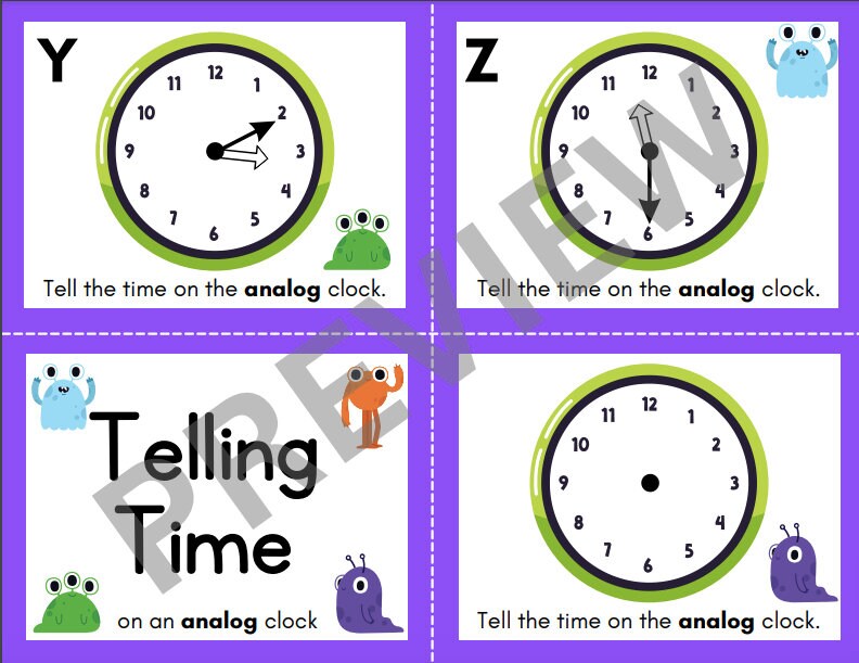 Telling Time Task Cards - Etsy