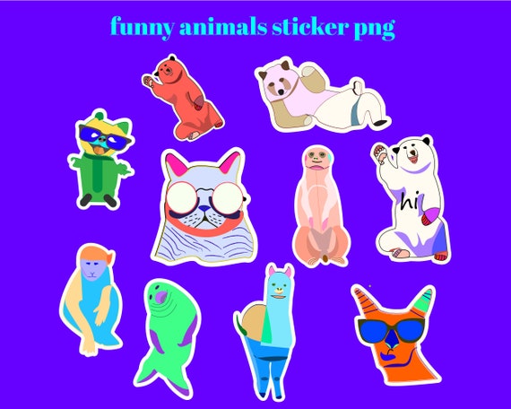 Funny Animal Stickers Digital Download Stickers 10 Pieces - Etsy