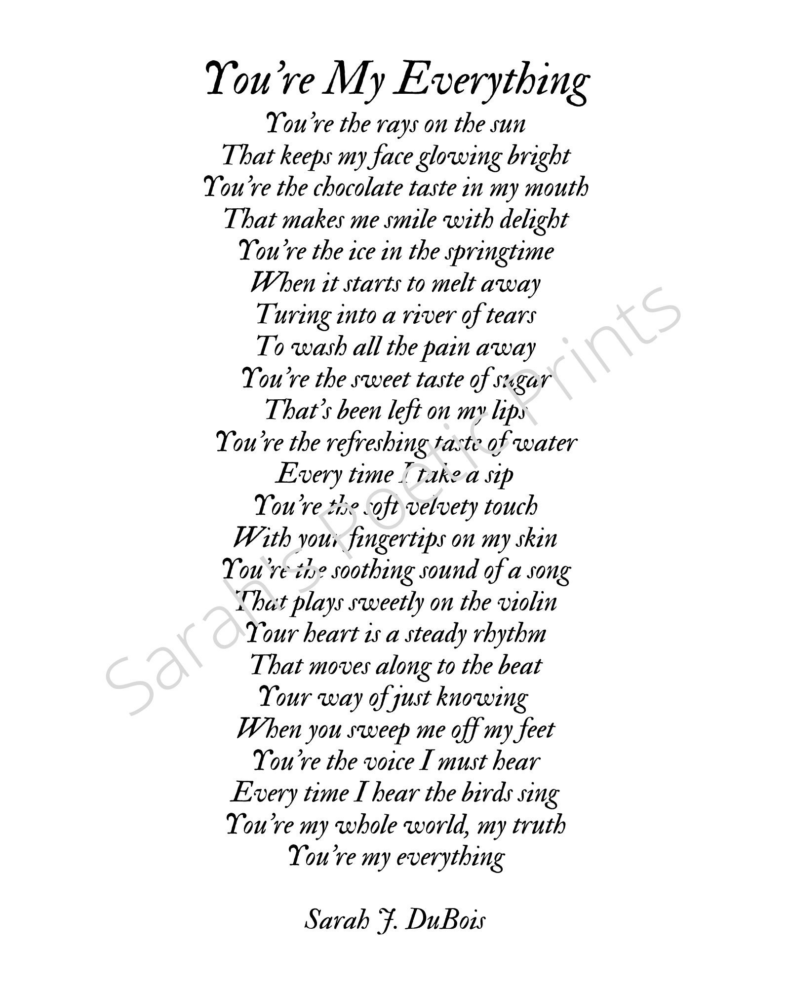 Poem Digital Print-you're My Everything - Etsy