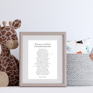 Poem Digital Print/instant Download-welcome to the World Poem | Poetry ...