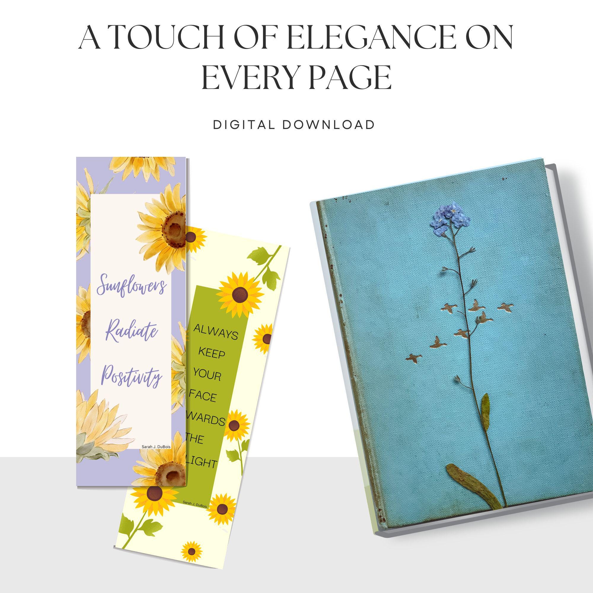 Sunflower Bookmarks With Poems - Printable Reading Accessory (digital ...