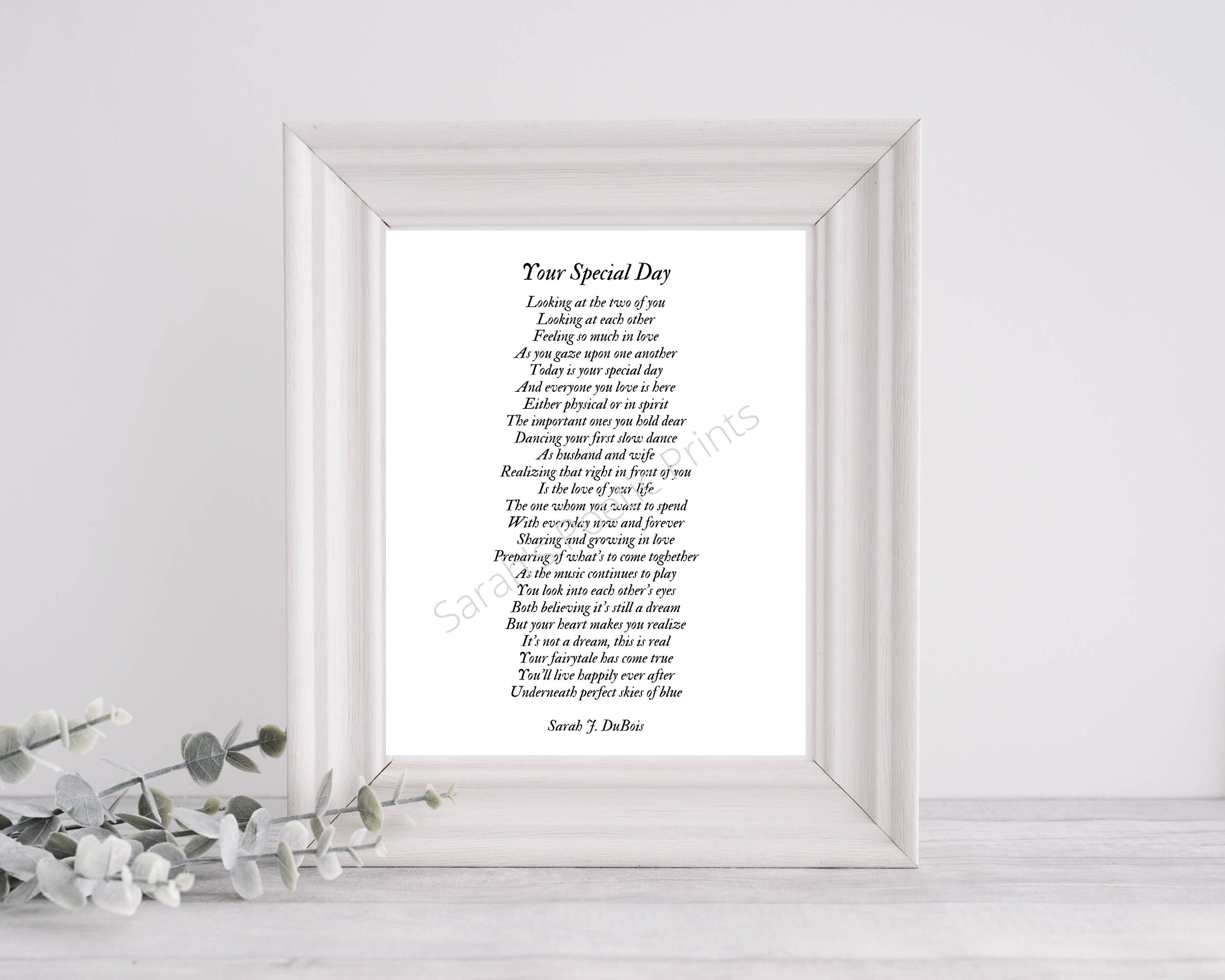 Poem Digital Print/instant Download-your Special Day Poem | Poetry ...