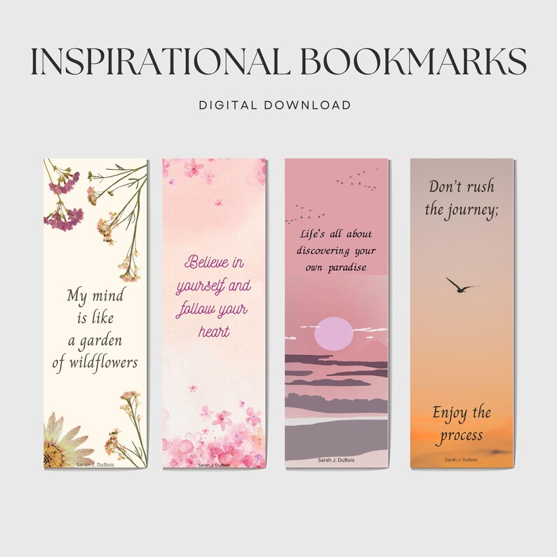 Inspirational Bookmarks: Mindful Poems, Reading Accessory (digital ...