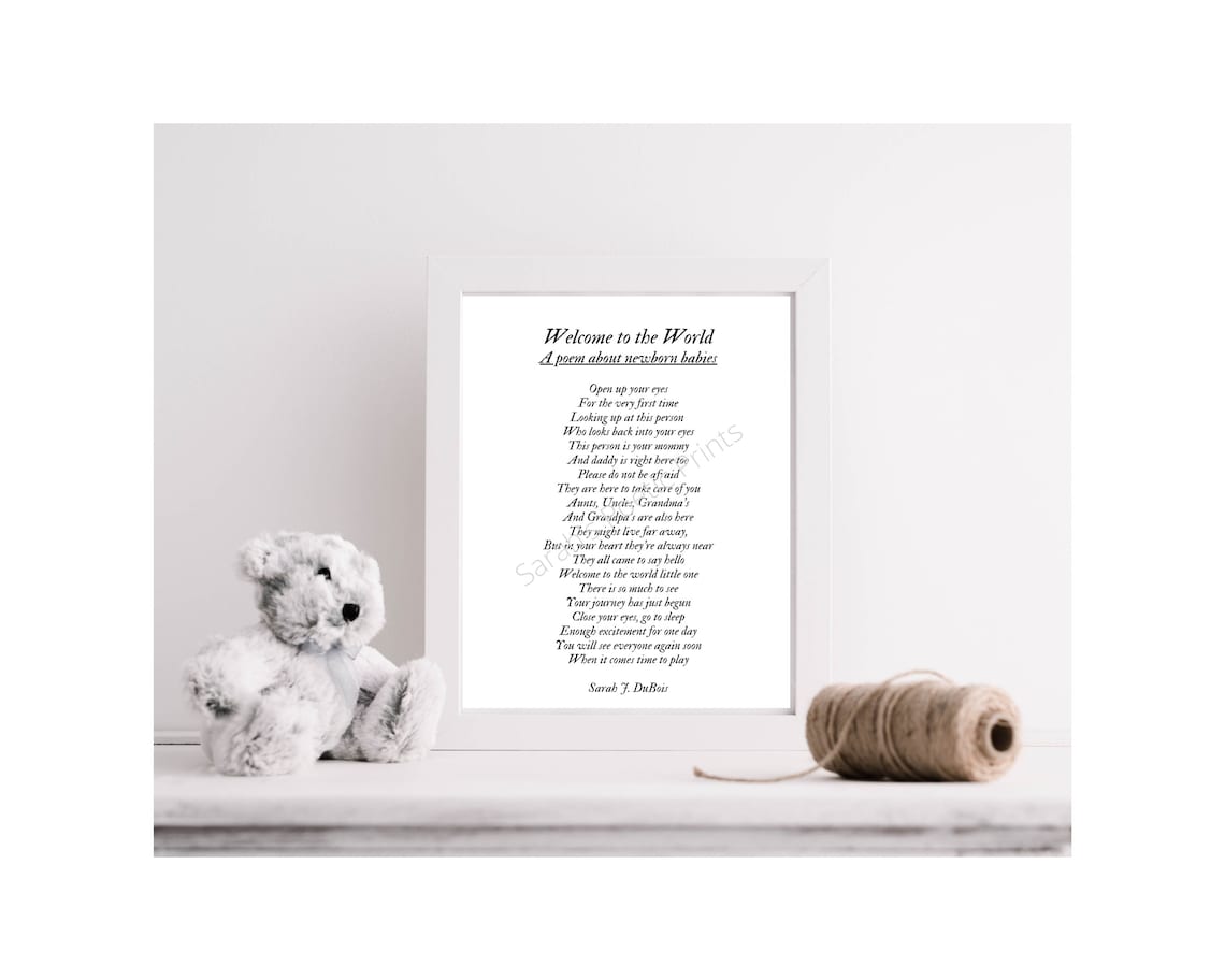 Poem Digital Print/instant Download-welcome to the World Poem | Poetry ...