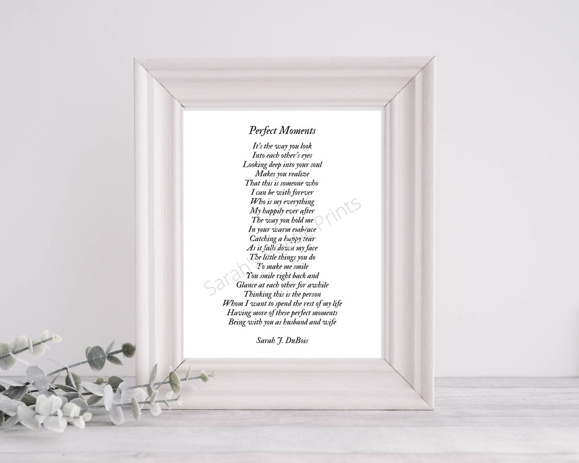 Poem Digital Print/instant Download-perfect Moments Poem | Poetry ...