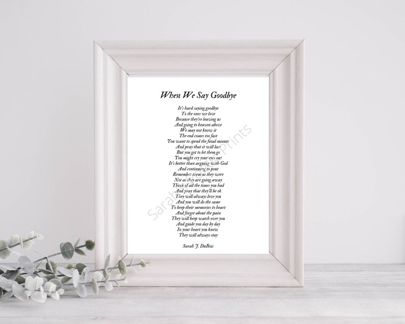 Poem Digital Print/instant Download- When We Say Goodbye Poem | - Etsy