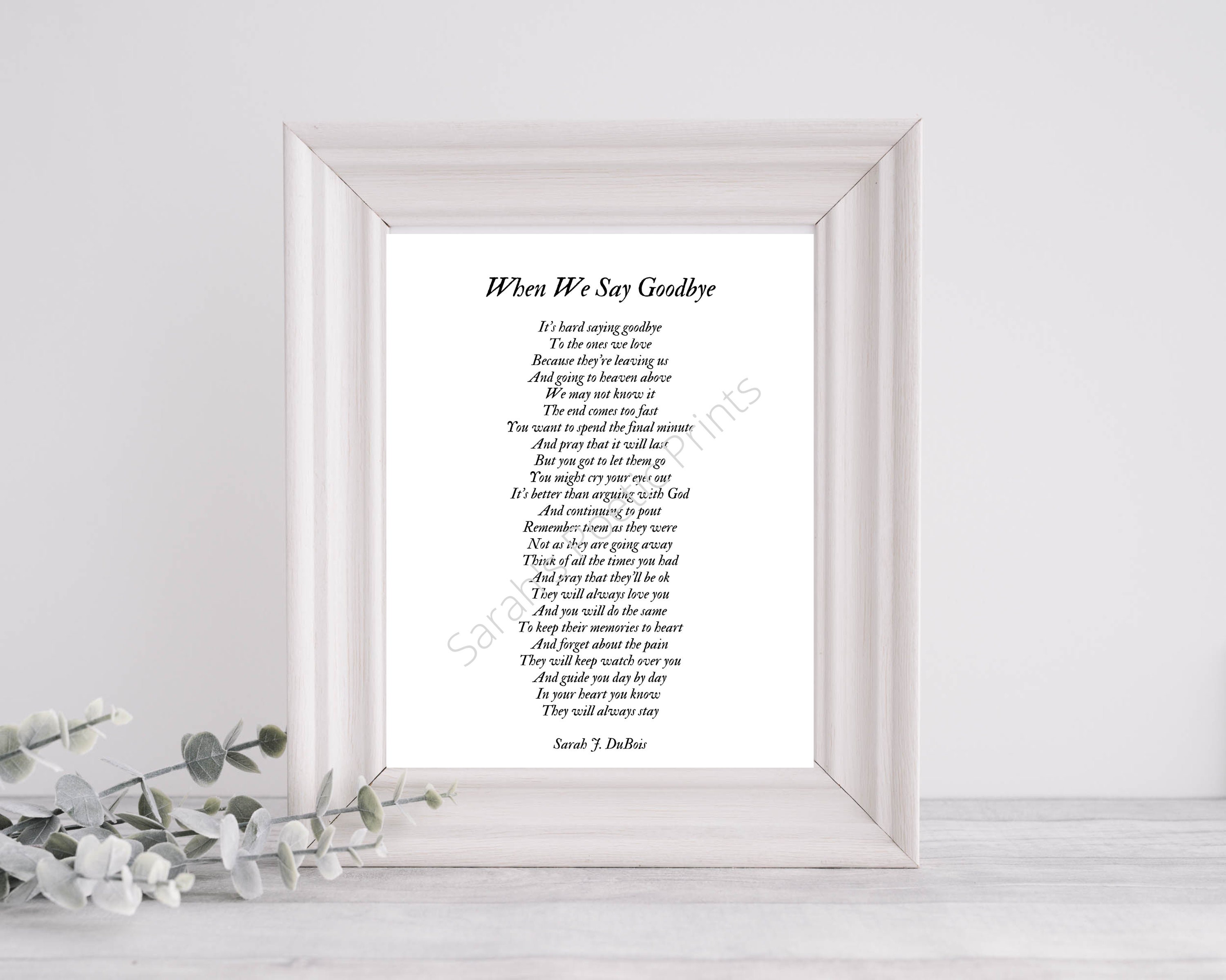 Poem Digital Print/instant Download When We Say Goodbye Poem Poetry ...