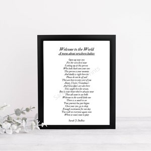 Poem Digital Print/instant Download-welcome to the World Poem | Poetry ...