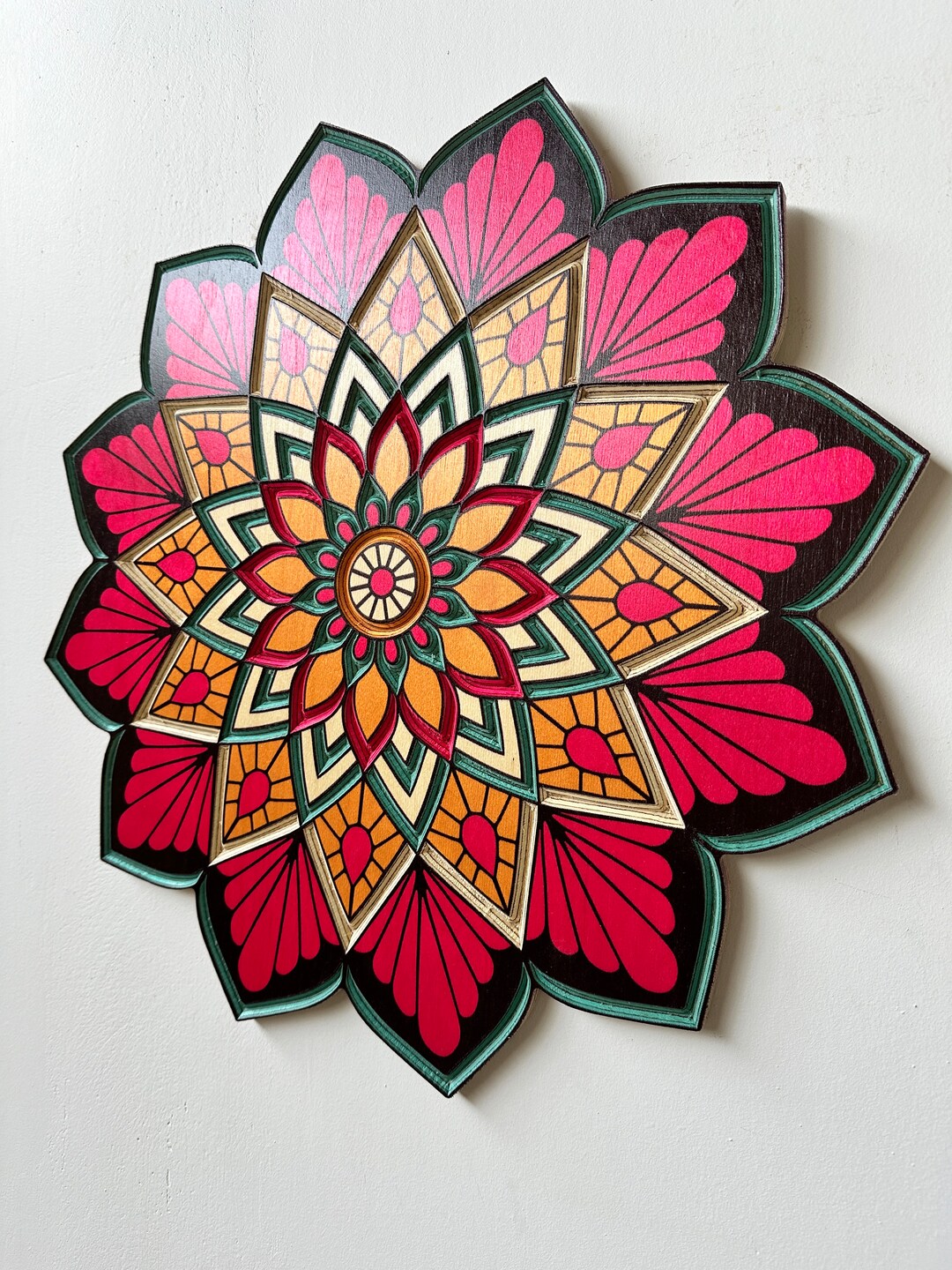 CARVED Mandala Wood Art, Mandala, Wood Carved, Lotus, Yoga Decor ...