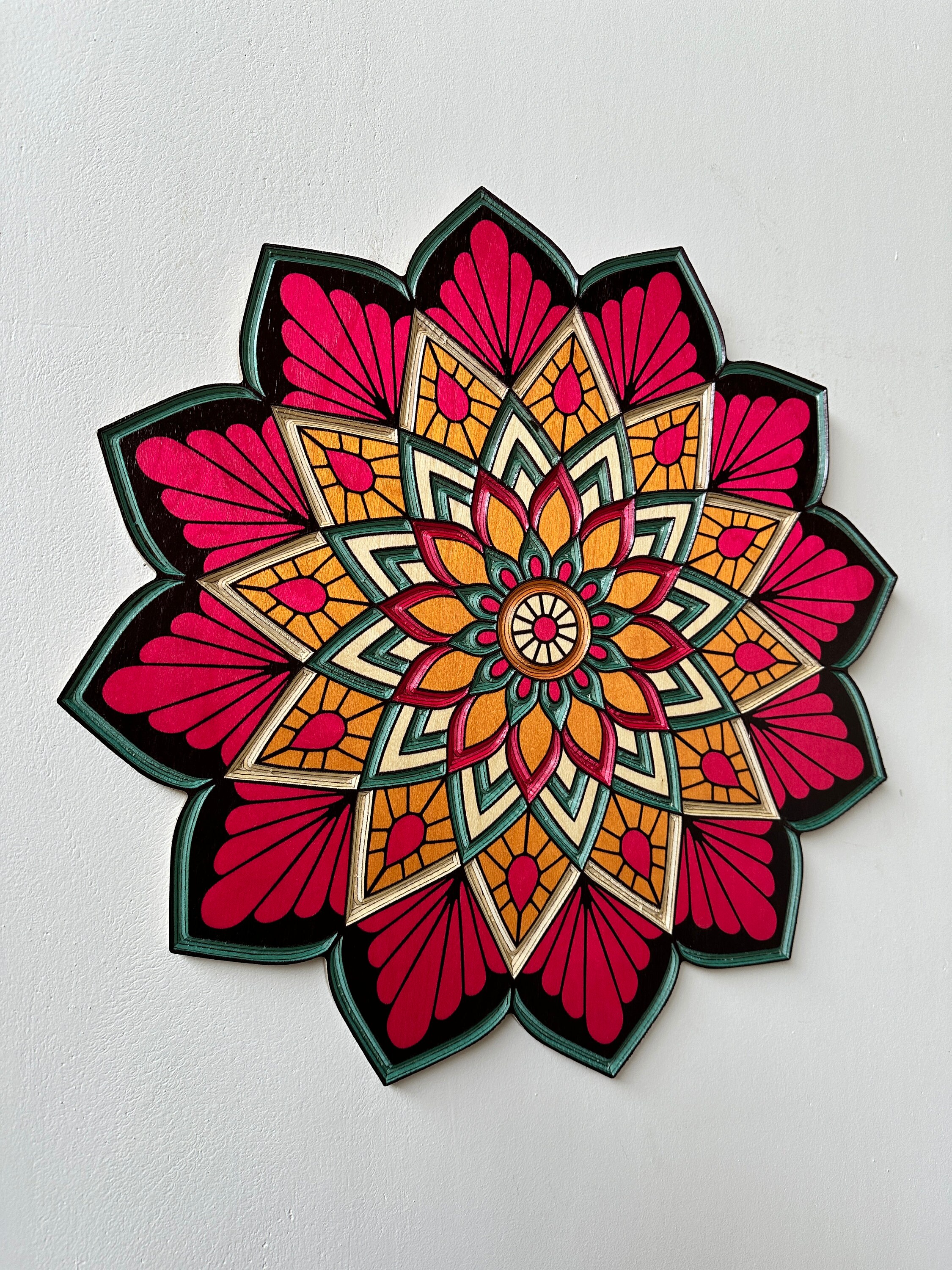 CARVED Mandala Wood Art, Mandala, Wood Carved, Lotus, Yoga Decor ...