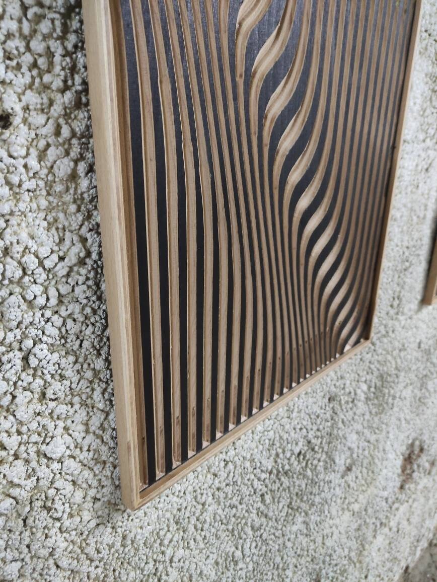 CARVED Wavy Line Wood Art Wood Wall Art Wall Decor Rustic - Etsy