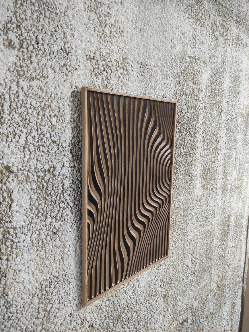 CARVED Wavy Line Wood Art Wood Wall Art Wall Decor Rustic - Etsy