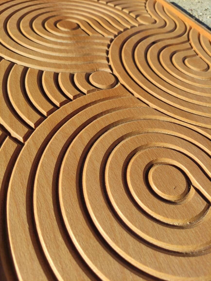 CARVED Geometric Wood Art Wood Wall Art Wall Decor Rustic - Etsy