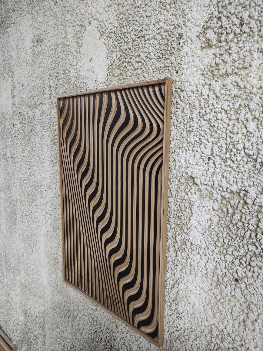 CARVED Wavy Line Wood Art Wood Wall Art Wall Decor Rustic - Etsy
