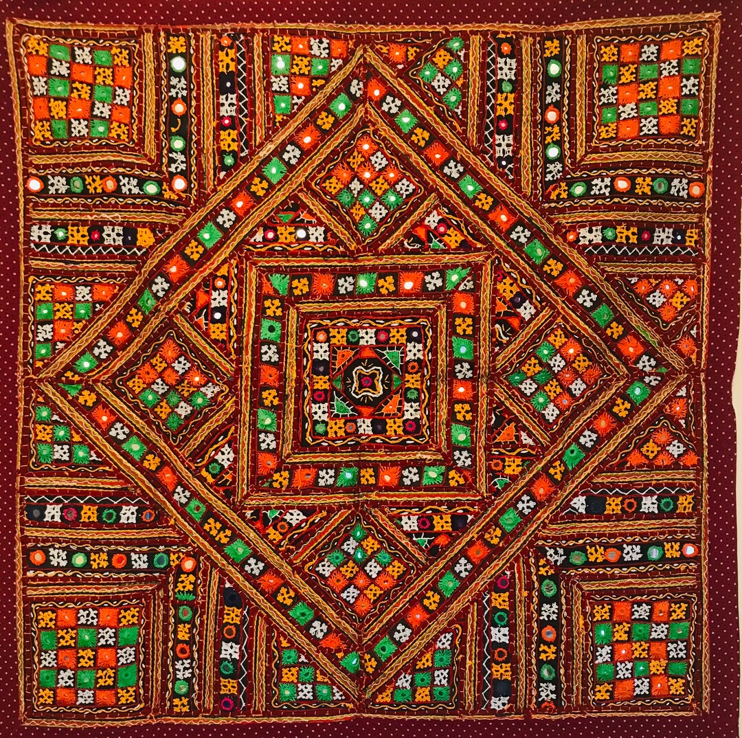 Extra Large Square Pattern Handmade Indian Wall Hanging Tapestry ...