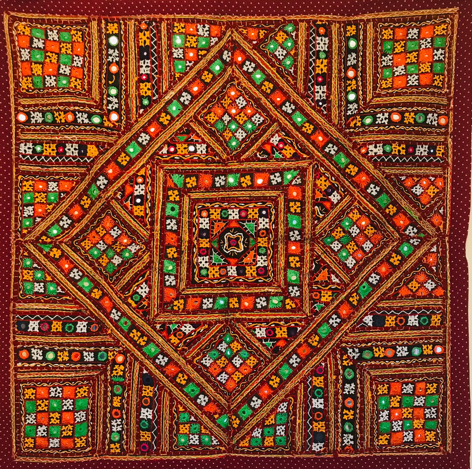 Extra Large Square Pattern Handmade Indian Wall Hanging Tapestry ...