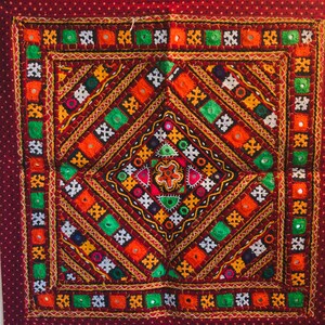 Large Square Pattern Handmade Indian Wall Hanging Tapestry Embroidered ...