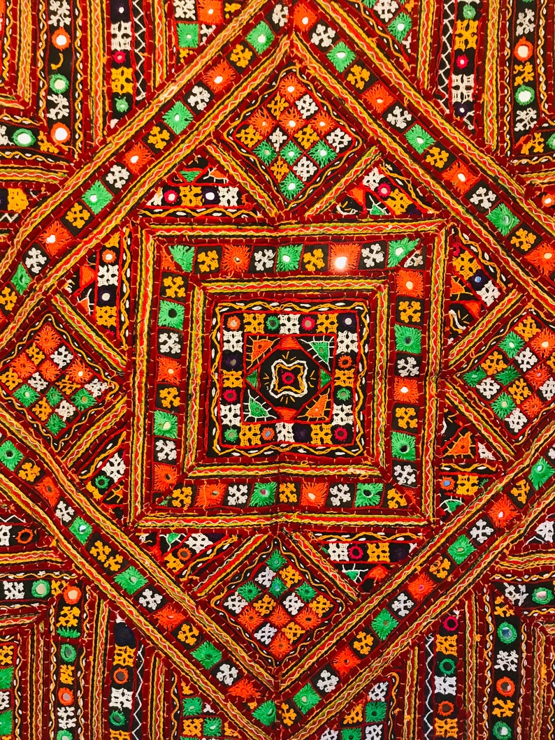 Extra Large Square Pattern Handmade Indian Wall Hanging Tapestry ...
