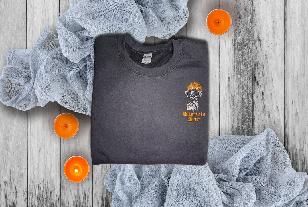 Memento Mori Skeleton Embroidered Halloween Sweatshirt~ Remember You ...