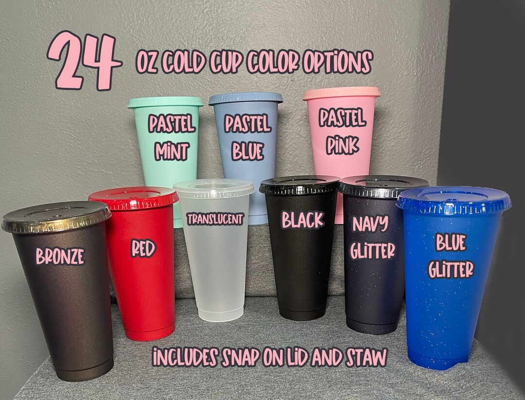 Blank Cold Cup With Lid -24oz SET of 1,5 or 10 - Translucent or Black ...