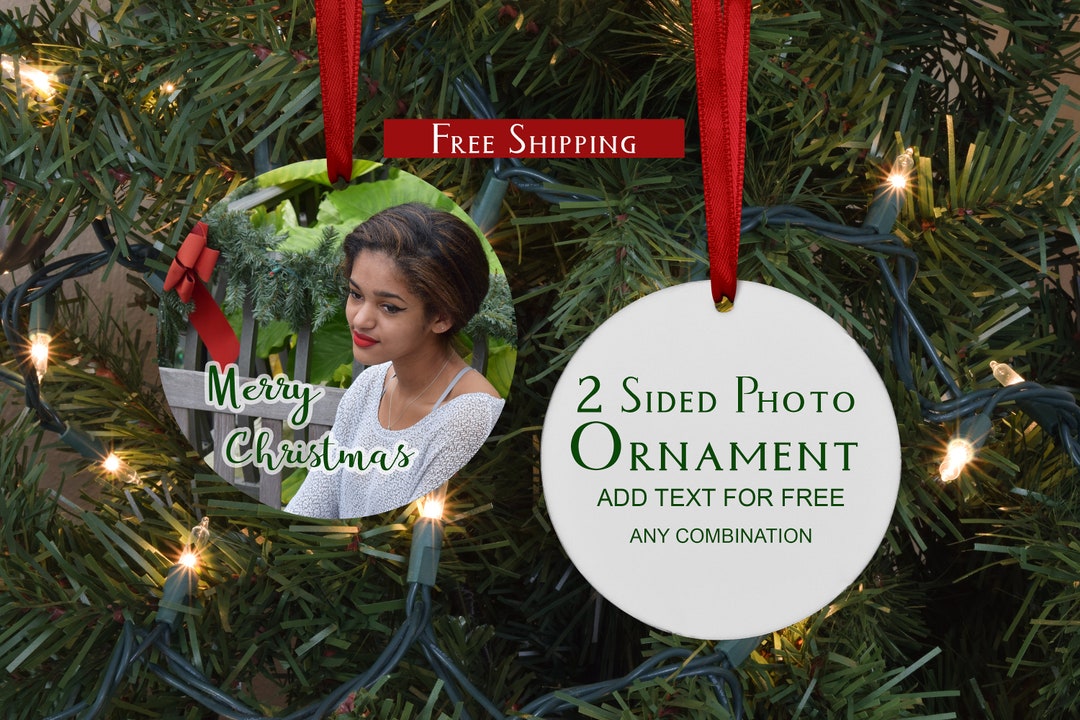 Custom Photo Circle Ornament 2-sided, Christmas Holiday Ornament, Any ...