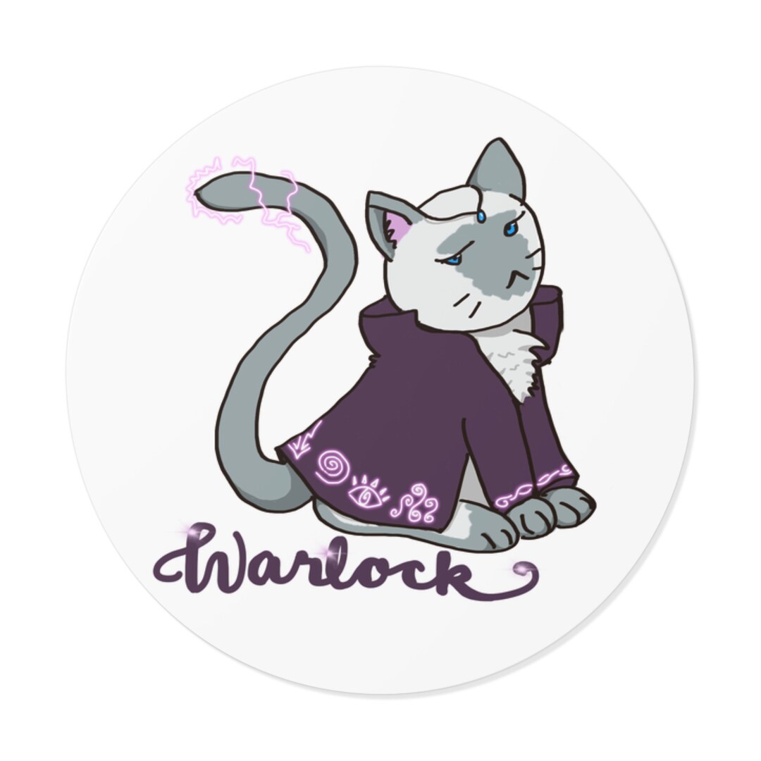 Warlock Cat Round Vinyl Stickers Dnd - Etsy