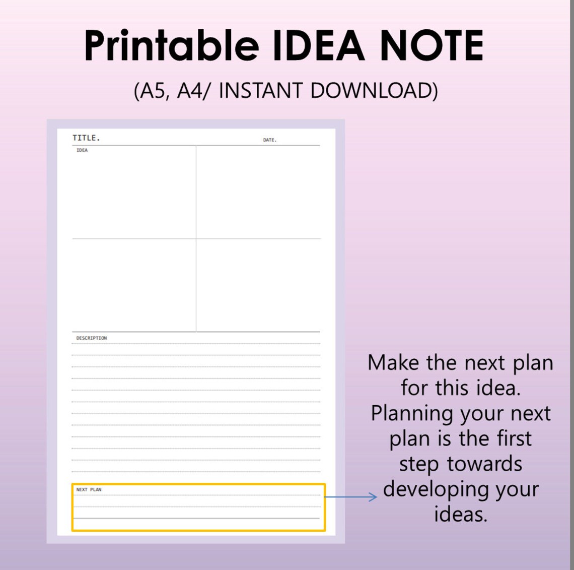 Printable Idea Note(1page+2page/ A4, A5) - Etsy