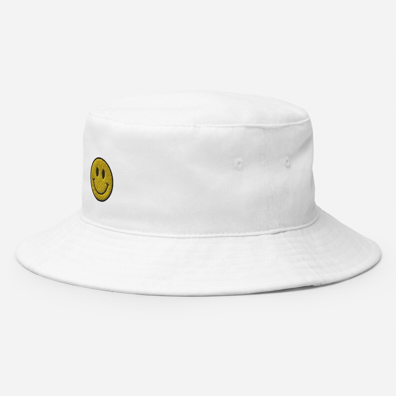 Smiley Face Embroidered Bucket Hat | Black Navy White Bucket Hats ...