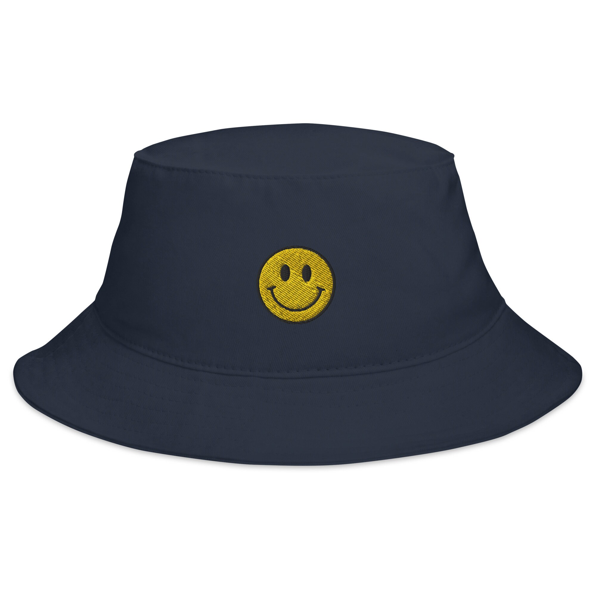 Smiley Face Embroidered Bucket Hat | Black Navy White Bucket Hats ...