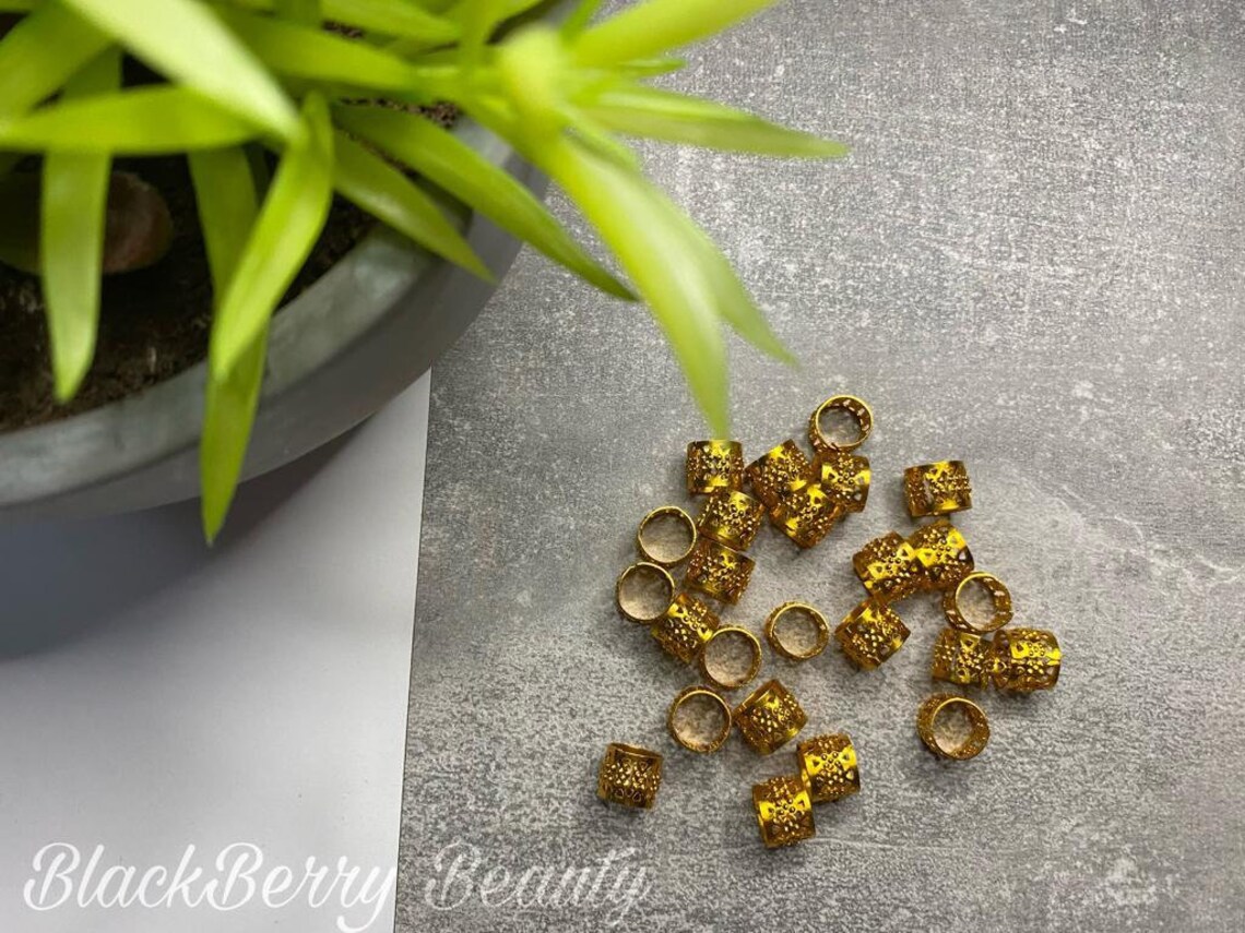 25 Gold Beads Hair Cuff Perfect for Your Braids, Cornrows, Dreadlock ...