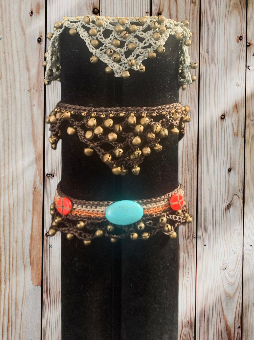 Braided Anklets Handmade With Antique Brass and Beads and Bells - Etsy