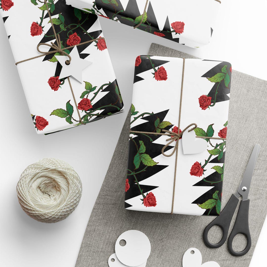 Bolt & Roses Wrapping Paper Rolls Available in 3 Sizes. - Etsy