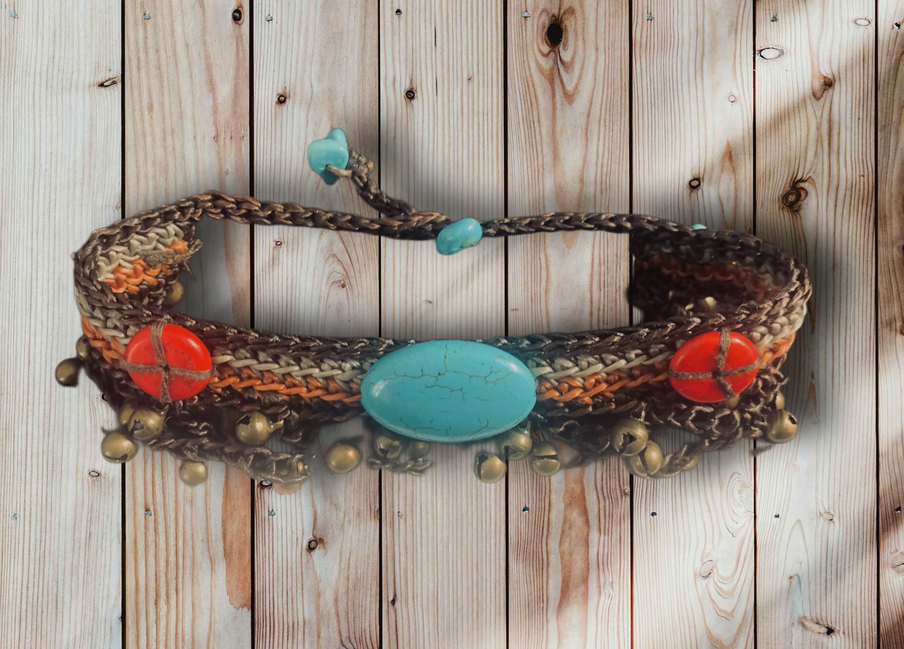 Braided Anklets Handmade With Antique Brass and Beads and Bells - Etsy