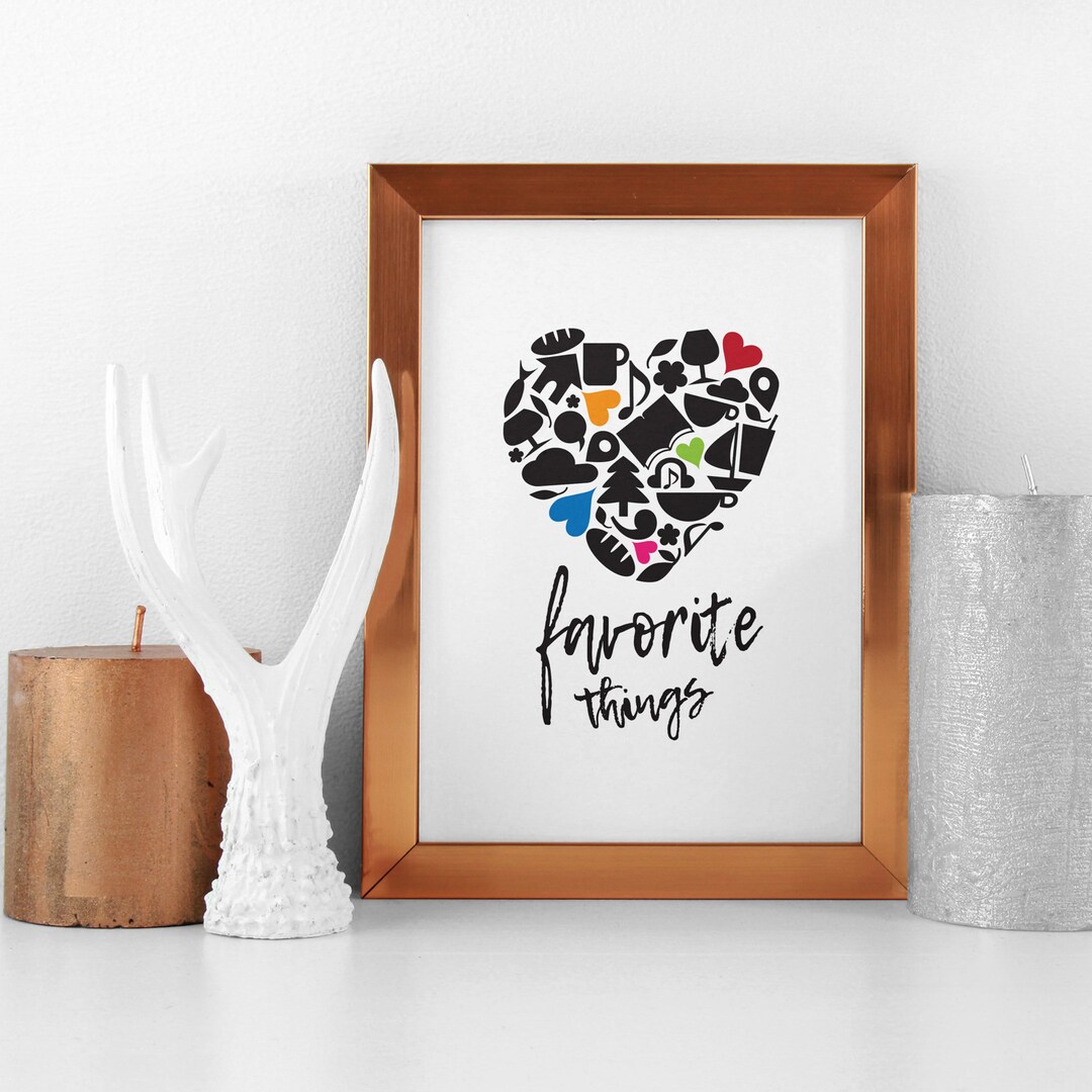 My Favorite Things Heart Drawing Image Printable Wall Art - Etsy