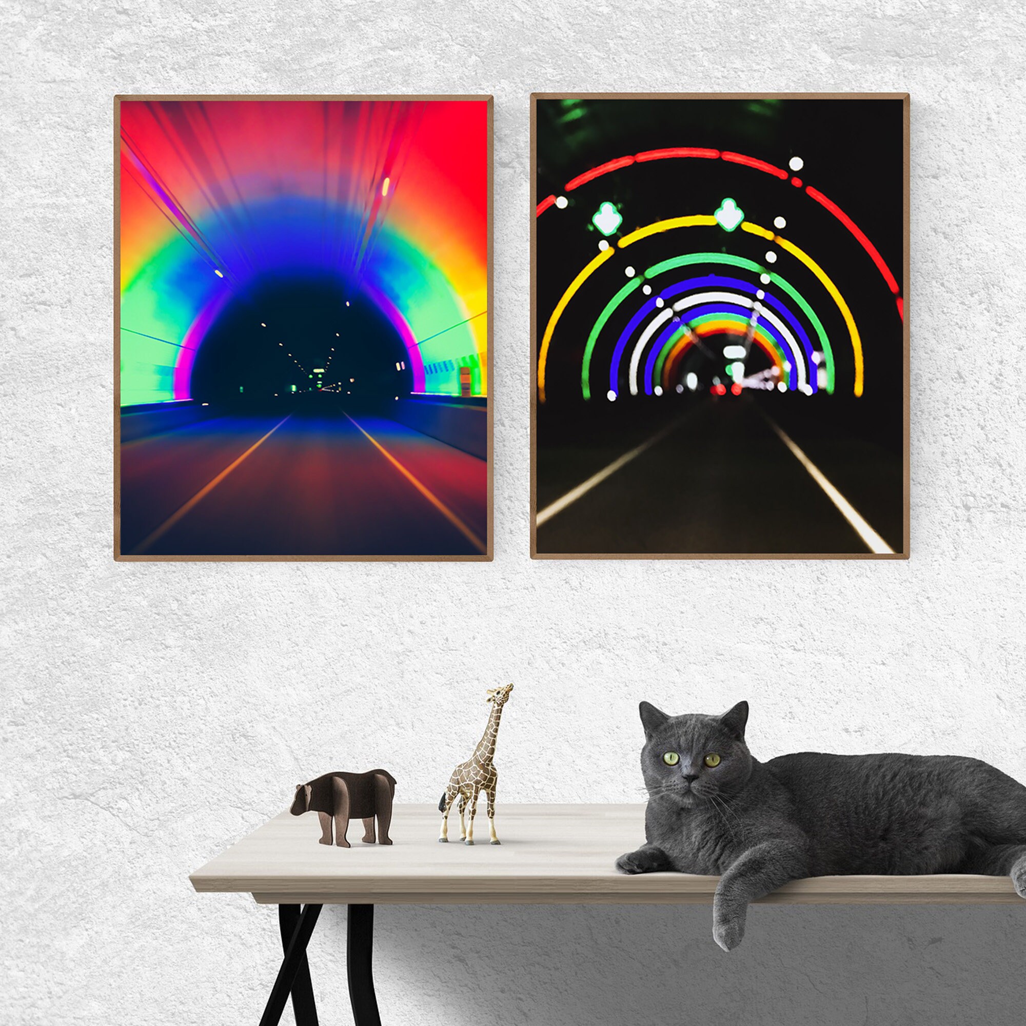 Rainbow Light Tunnel Picture Printable Wall Art, Color Digital Photo ...