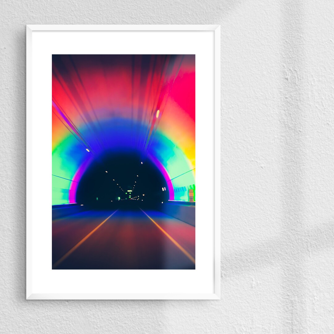 Rainbow Light Tunnel Picture Printable Wall Art, Color Digital Photo ...