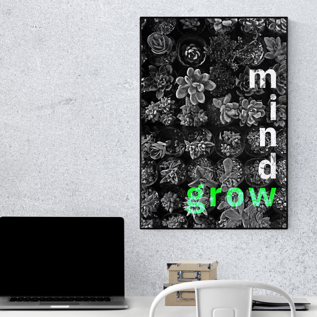 Grow Mind Plant Photograph and Typography Printable Photo, Home Decor ...