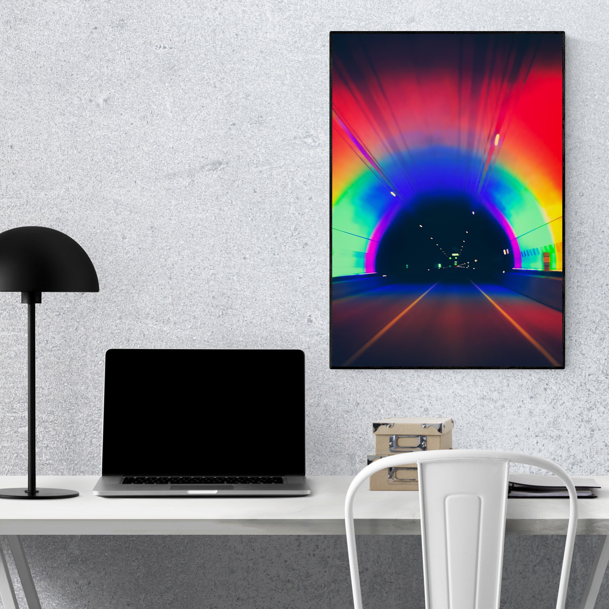 Rainbow Light Tunnel Picture Printable Wall Art, Color Digital Photo ...