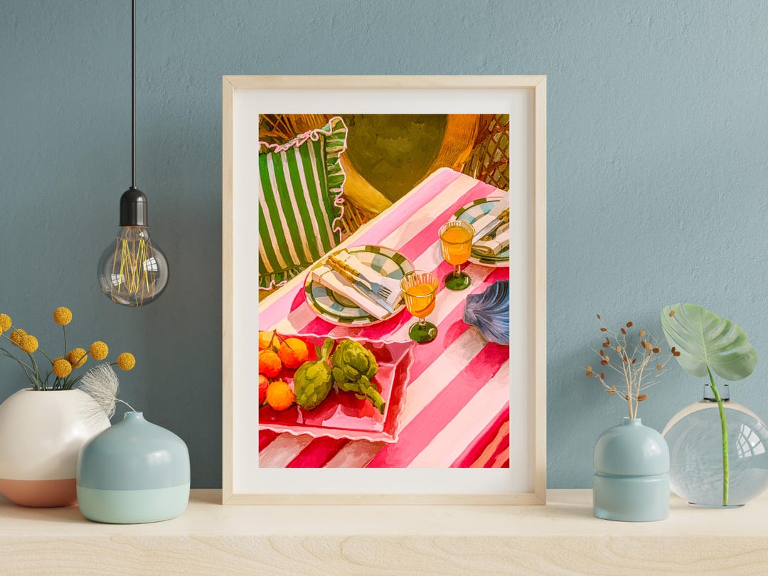Citrus Brunch Oil Painting: Alfresco Dining, Retro Kitchen Art (digital ...