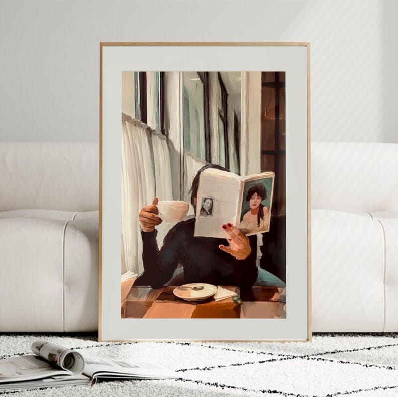 Reading in a Café – Cozy Literary Wall Art, Hand-illustrated Book Lover ...