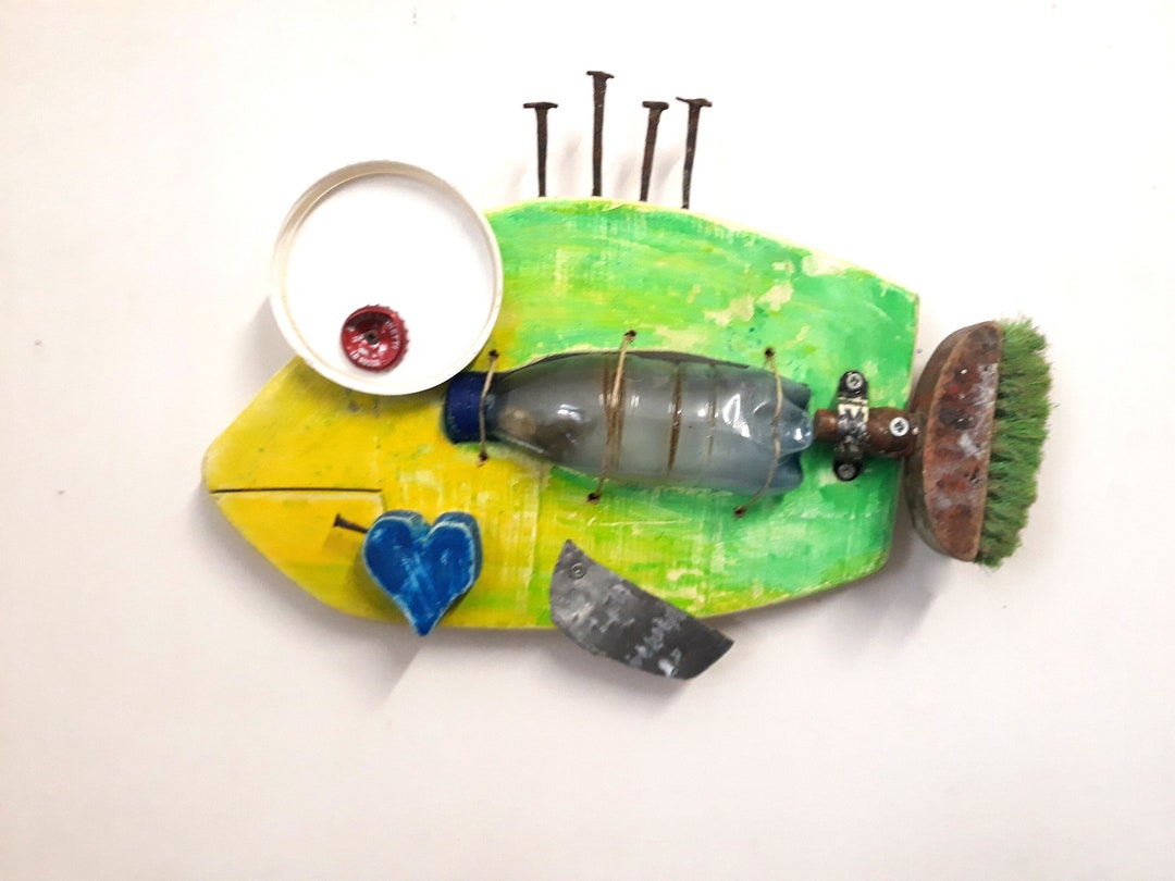 Opera d'arte a forma di pesce colorato, decorazione da parete unica in ...