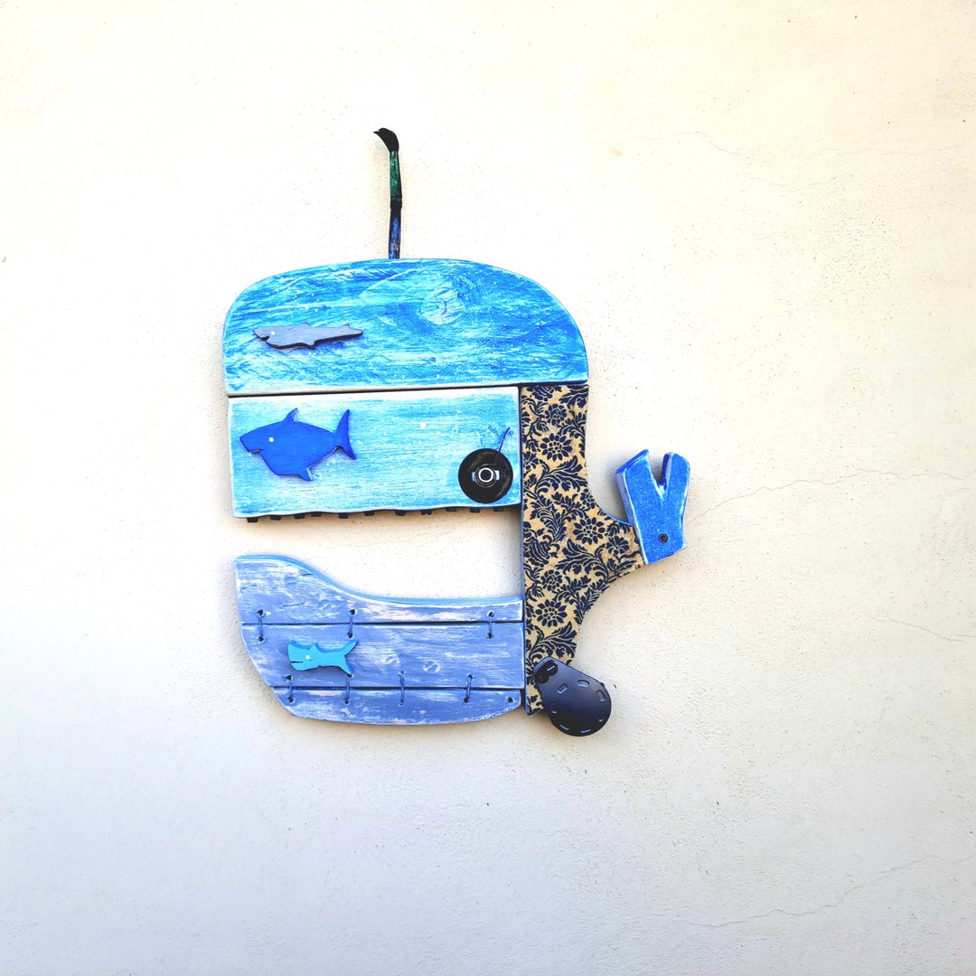 Floating Wooden Whale, Hanging Whale Silhouette, Handmade Recycled Art ...