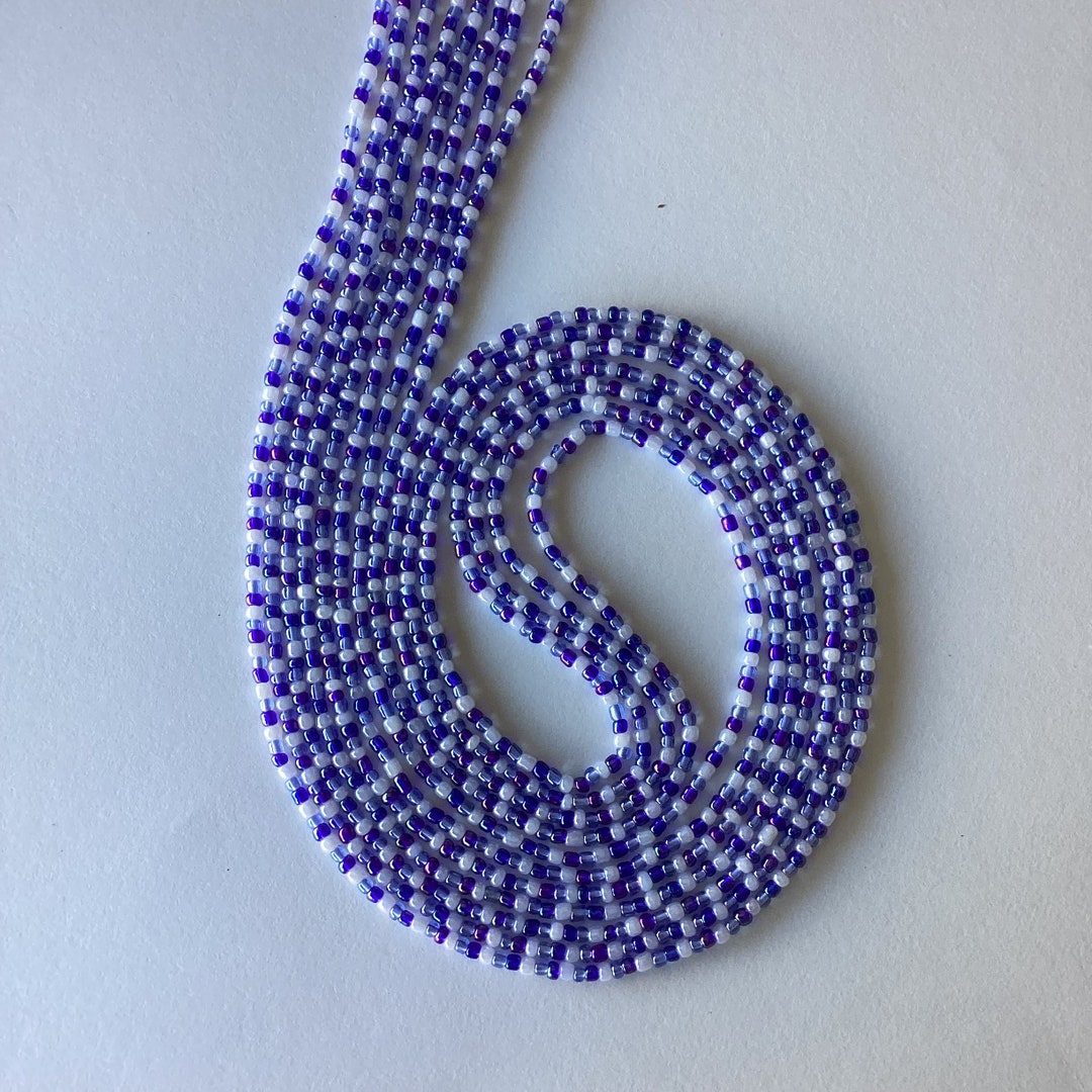 Glass Waist Beads: Purple & White, Tie-on, up to 60 Inches - Etsy