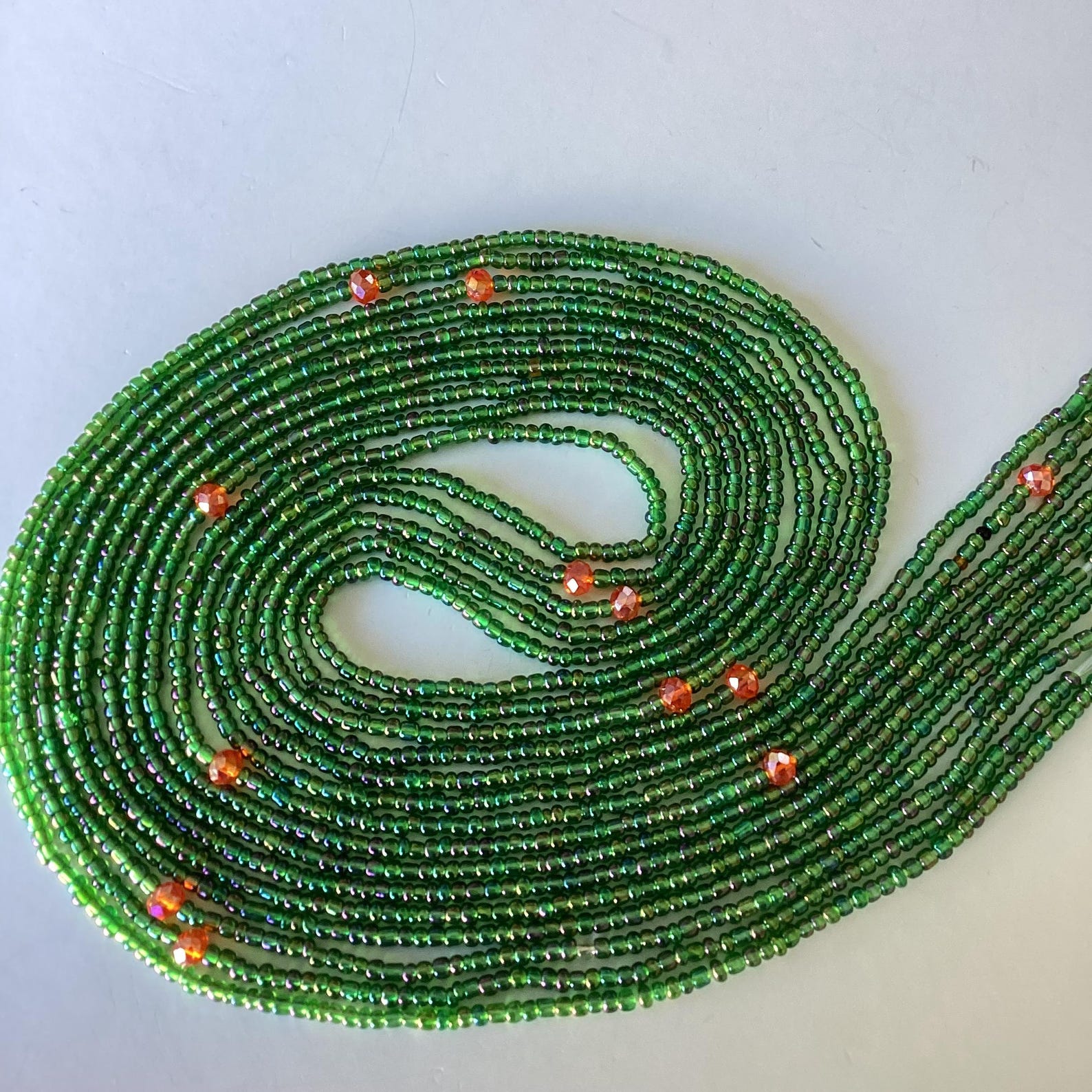 Green & Orange Glass Fertility Waist Beads - Tie On, up to 50 Inches - Etsy