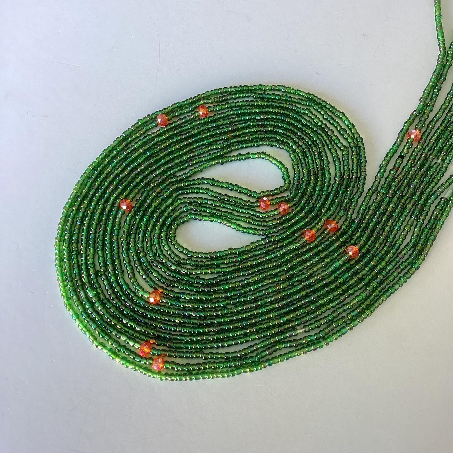 Green & Orange Glass Fertility Waist Beads - Tie On, up to 50 Inches - Etsy