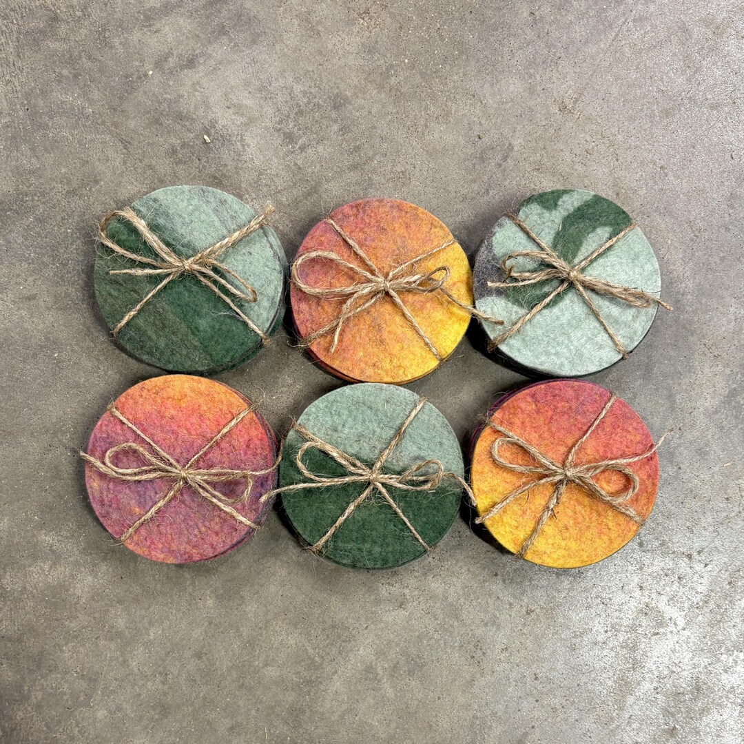 Multicolor Wool Felt Coasters - Set of 4 - USA Made - Etsy